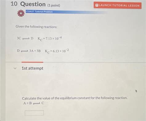 solved 10 question 1 point coast tutorial problem launch