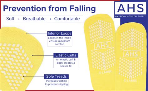 American Hospital Supply Grippy Socks Hospital Socks Latex Free Double Side Treaded