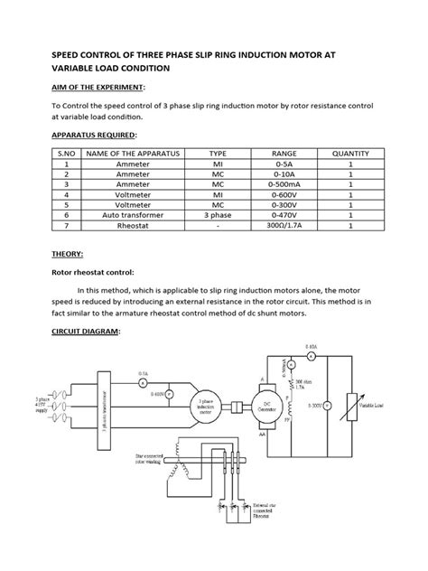 Speed Control Of 3 Phase Slip Ring Induction Motor Pdf Electric Motor Metrology