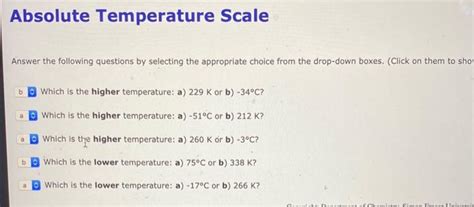 Solved Absolute Temperature Scale Answer The Following