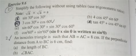 Solved Exercise 96 Simplify The Following Without Using Tables Use