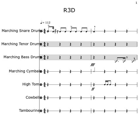 R3d Sheet Music For Marching Snare Drums Marching Tenor Drums Marching Bass Drums Marching