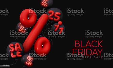 블랙 프라이데이 슈퍼 세일 현실적인 3d 퍼센트 사인 디자인 프로모션 배너 웹 포스터 백분율 할인이 있는 배경입니다 풍선에 수치 11 월 2511 판매 벡터 일러스트 레이