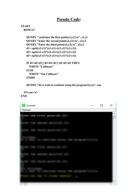 Solution Collinear Points Using Length Pseudo Code And Flow Chart