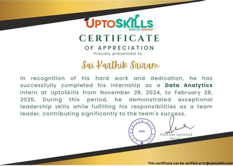 Leadership Internshipexperience Dataanalytics Teammanagement… Sai Karthik Sriram