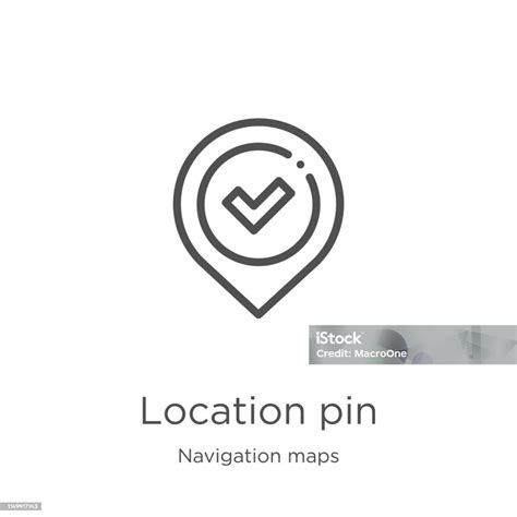 탐색 지도 컬렉션에서 위치 핀 아이콘 벡터입니다 얇은 라인 위치 핀 개요 아이콘 벡터 일러스트 레이 션 웹 사이트 디자인 및 모바일 앱 개발을 위한 윤곽 얇은 라인 위치 핀