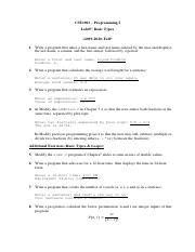 CSE1001 Lab07 Pdf CSE1001 Programming I Lab07 Basic Types 2019