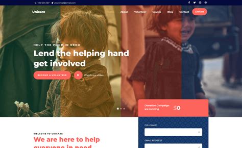 Unicare Free Responsive Bootstrap 4 HTML5 Charity Website Template