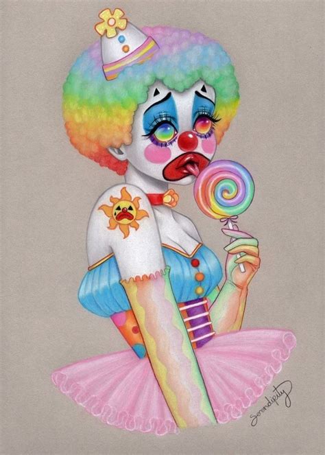 Colorful Clown Drawing With Prismacolor Art