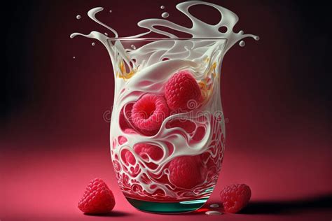 Raspberry Milkshake Vanilla Milkshake Cold Drink Concept Generative