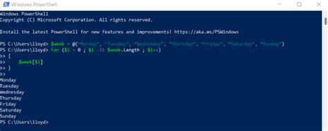 how a powershell for loop can run a command multiple times