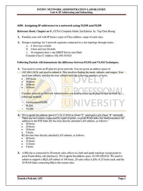 Lab 4 Ip Configuration And Subnetting Pdf Ip Address Internet