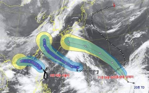 트리플 태풍 동시 북상 후지와라 효과 가능성도