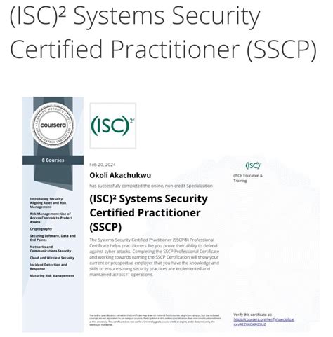 Completed Sscp Course On Coursera Akachukwu Okoli Posted On The Topic Linkedin