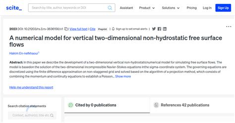 A Numerical Model For Vertical Two Dimensional Non Hydrostatic Free