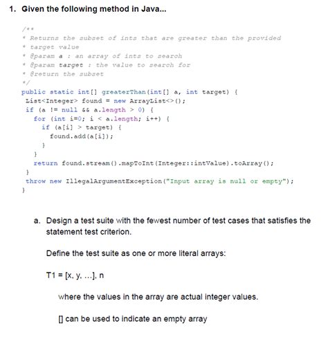Solved 1 Given The Following Method In Java