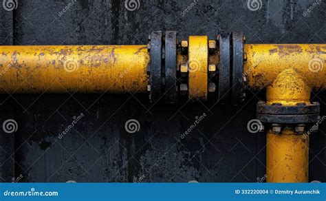 An Industrial Pipeline System With Yellow Piping In The Background