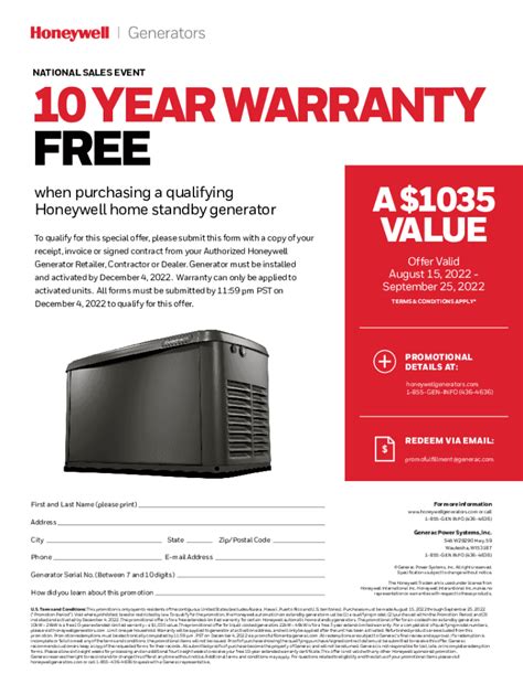 Fillable Online Honeywell Generators Home Backup Power18kw Home