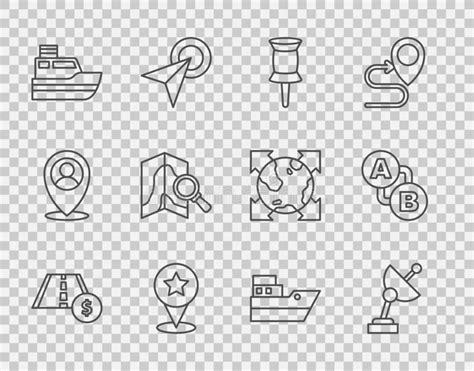 Set Line Toll Road Traffic Sign Radar Push Pin Map Pointer With Star