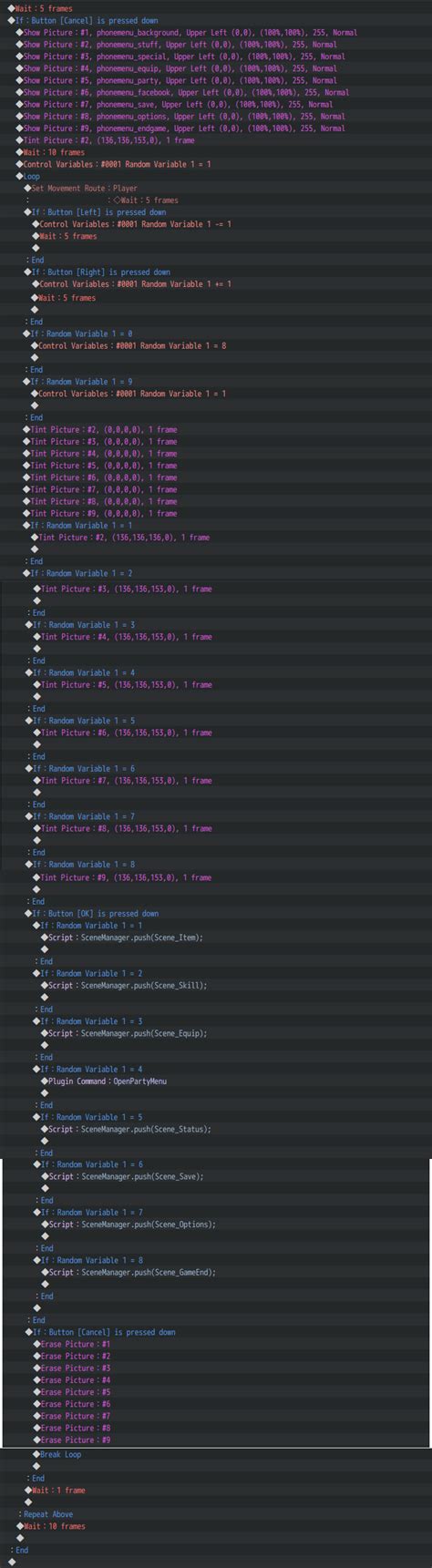 help with picture based menu events rpg maker forums