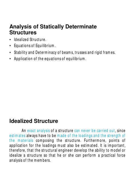 1 Analysis Of Statically Determinate Structures Pdf Truss