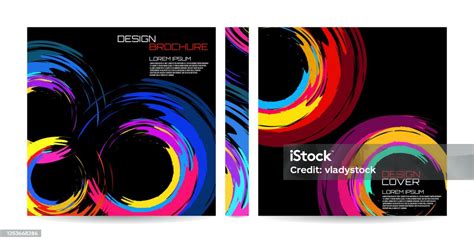 당신의 디자인을위한 브러시 스트로크 다채로운 원의 브로셔 템플릿 잡지 표지 포스터 책 프리젠 테이션 광고 가리기에 대한 스톡 벡터 아트 및 기타 이미지 Istock