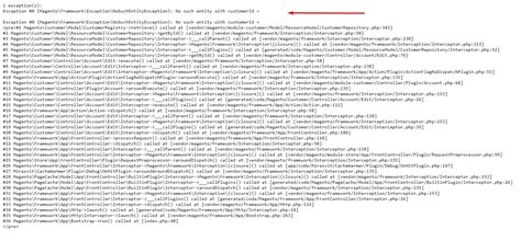 after upgrading to new version no such entity with customerid
