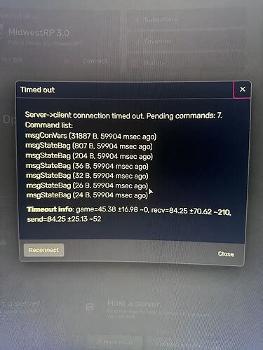 Server Client Connection Timed Out Pending Commands FiveM Client Support Cfx Re Community