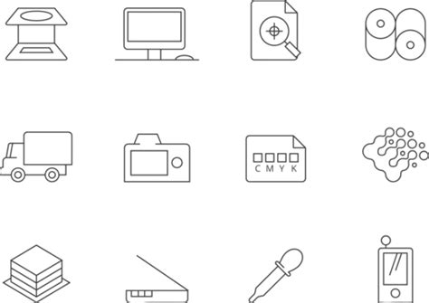 Enhanced Printing And Graphic Design Outline Icons Ui Printing Proofs Vector Ui Printing