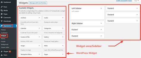 what is wordpress widget and sidebar widget area