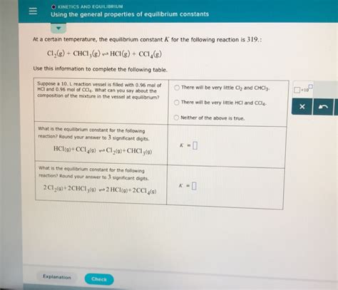 Solved O Kinetics And Equilibrium Using The General