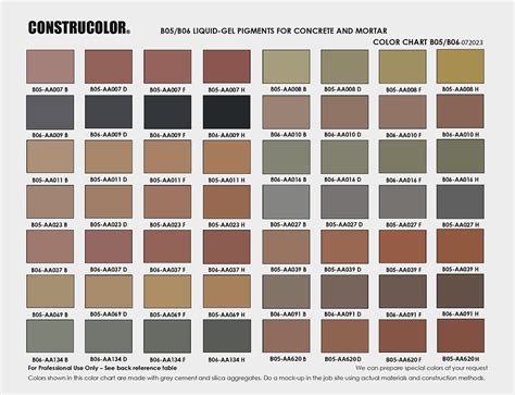 Color Chart B05 And B06 Construcolor Usa