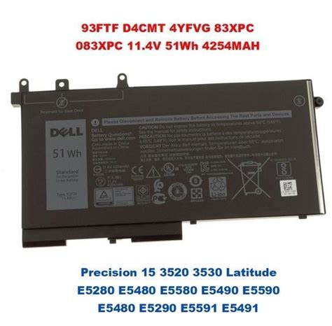 Dell Precision 15 3520 3530 Latitude E5280 E5480 E5580 E5490 E5590 E5480 E5290 E5491 D4cmt 4yfvg
