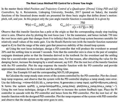 the root locus method pid control for a drone yaw
