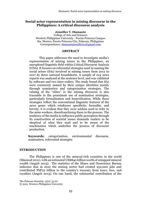Pdf Diamante Social Actor Representation In Mining Discourse Social