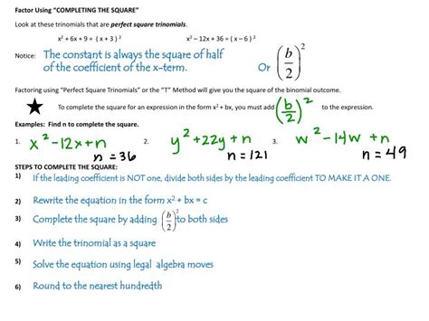 Ppt Factor Using “completing The Square” Powerpoint Presentation Id