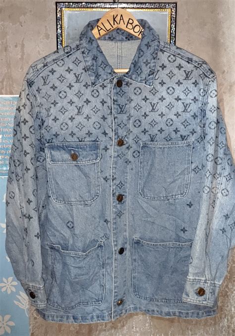 Lv Monogram Print Denim Jacket Mens Fashion Coats Jackets And Outerwear On Carousell