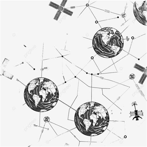 Satellite Gps Navigation Seamless Pattern Vector Satellite Gps