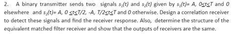 Solved A Binary Transmitter Sends Two Signals S1t ﻿and