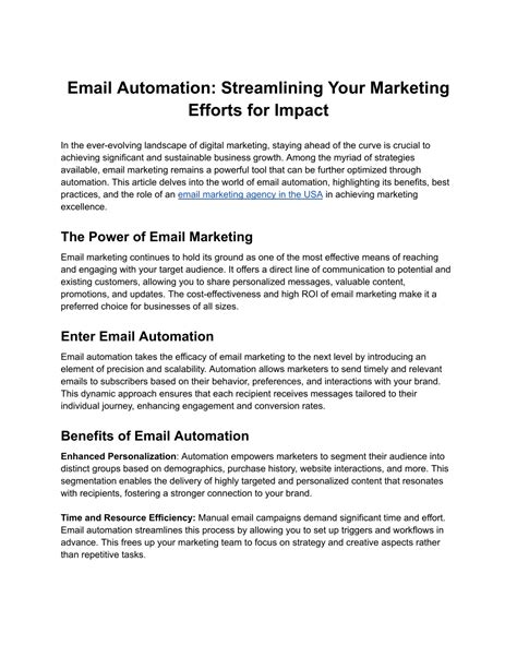 Ppt Email Automation Streamlining Your Marketing Efforts For Impact Powerpoint Presentation