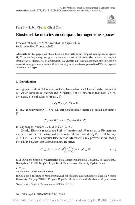 Einstein Like Metrics On Compact Homogeneous Spaces Request Pdf