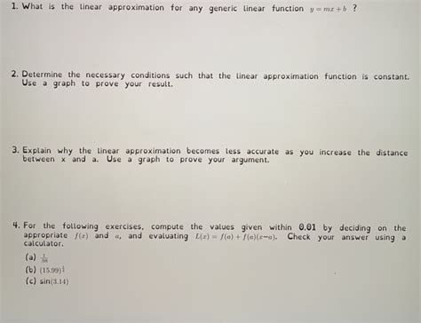 Solved 1 What Is The Linear Approximation For Any Generic