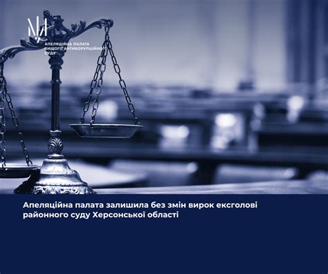 Апеляційна палата залишила без змін вирок ексголові районного суду Херсонської області