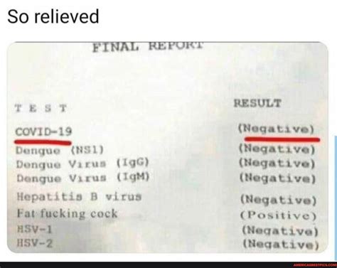 So Relieved Test Result Covid 19 Negative Dengue Negative Dengue