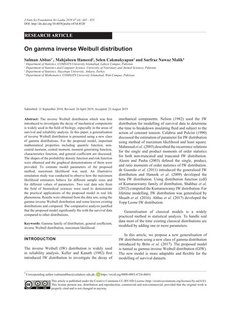 Pdf On Gamma Inverse Weibull Distribution