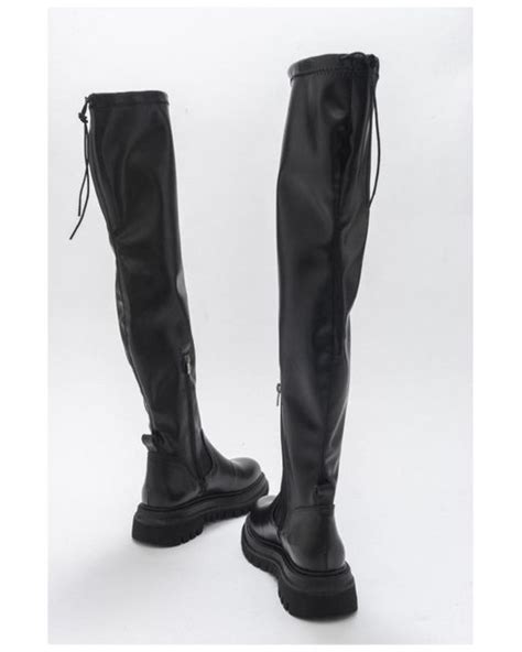 Prologue Shoes Chip Over The Knee Boot In Black Lyst