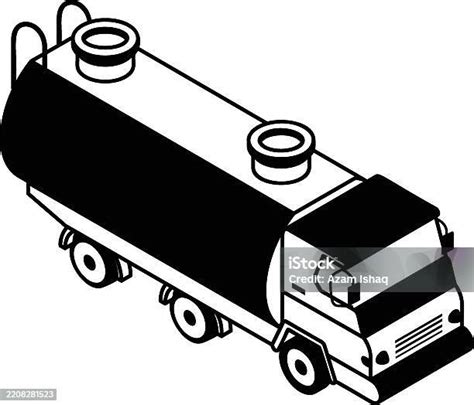 탱크 아이소 메트릭 개념 디스펜서 벡터 개요 아이콘 디자인 석유 및 가스 산업 기호 탄화수소 에너지 부문 기호 서비스 및 공급 그림이있는 연료 배달 트럭 강철에 대한 스톡