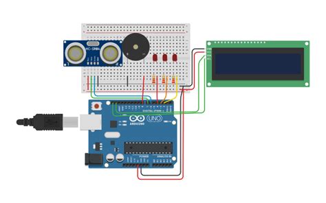 Circuit Design Ultrasonic Distance Sensor Tinkercad
