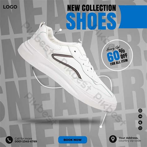 Modern Shoes Brand Sale Promotion Social Media Banner On Grey