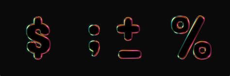 검은 색 3d 숫자 및 기호 세트 여러 가지 빛깔의 양각 윤곽선 검은 색 배경 3d 렌더링 빛에 대한 스톡 사진 및 기타 이미지 Istock